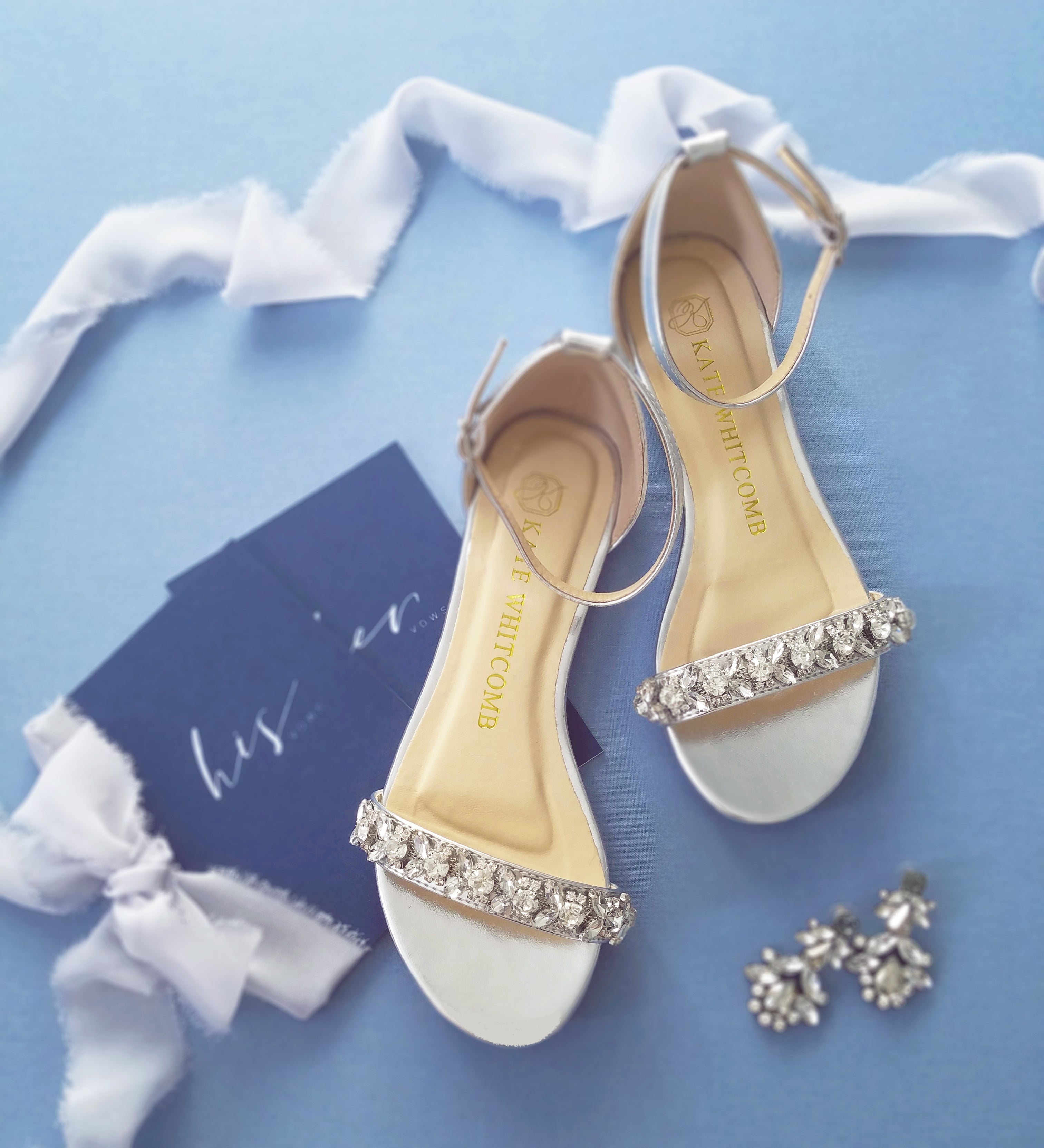 Silver Wedding Flats, Silver Bridal Flat Shoes, Comfortable Silver ...